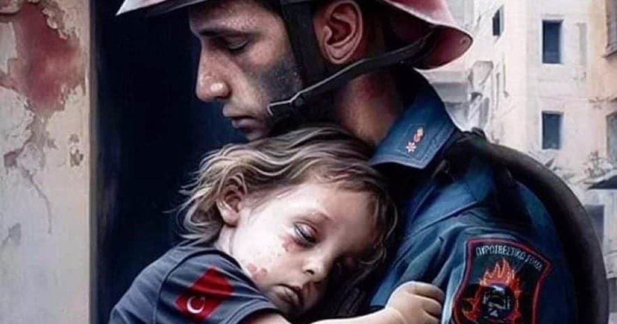 Madonna Posts Image από Greek Firefighter Rescuing Infant Earthquake ...
